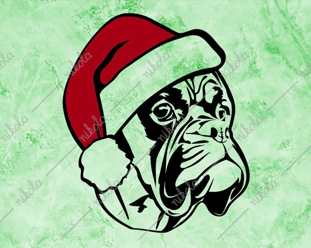 Boxer Santa Hat, Christmas, SVG Clipart, Silhouette, for Cricut, PNG ...