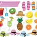 Beach Clipart Set, Bundle, Summer, Tropical, PNG, Sea, Ocean, Palm Tree ...