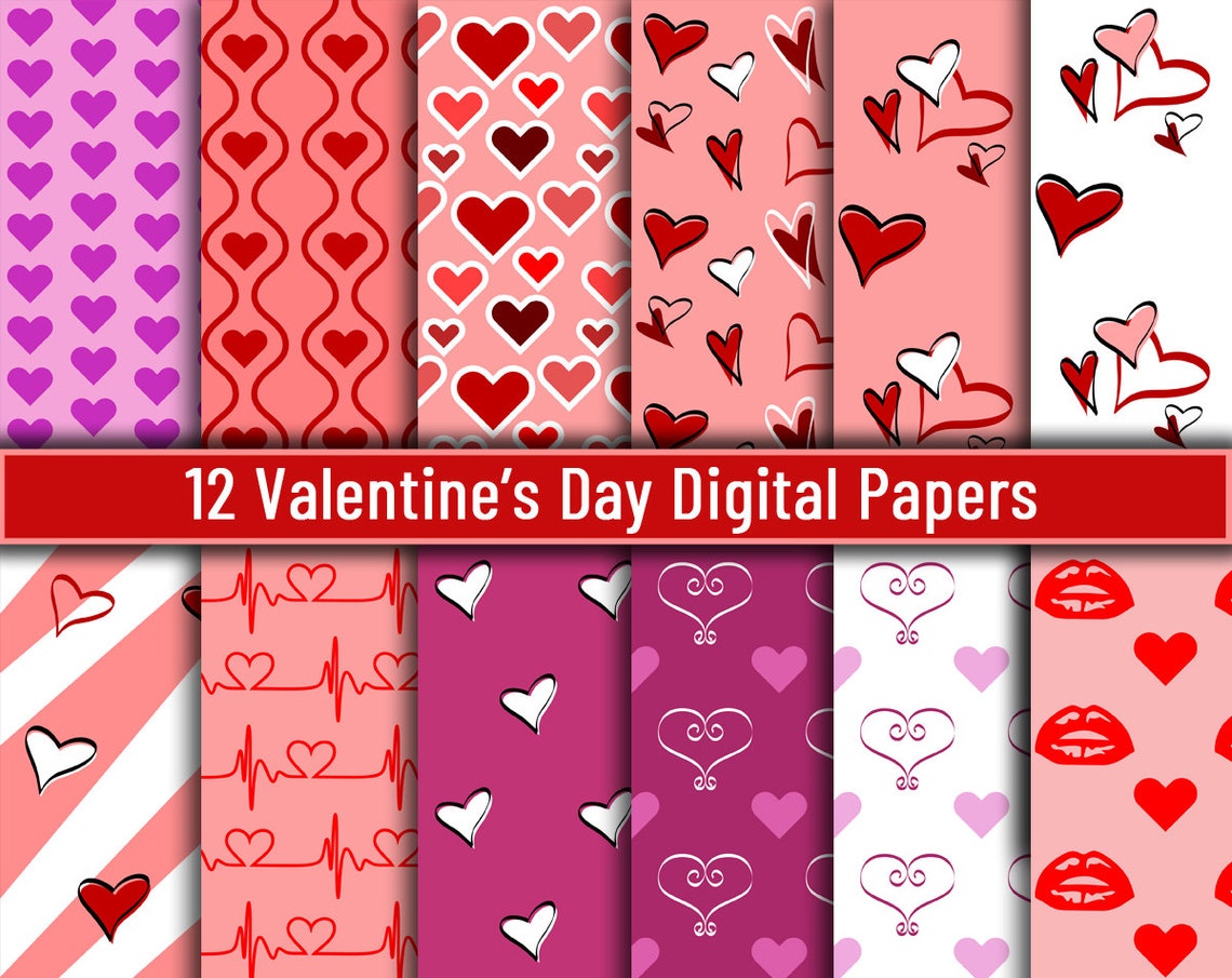 Valentine's Day Digital Papers / Background / Digital Paper Pack, JPEG ...