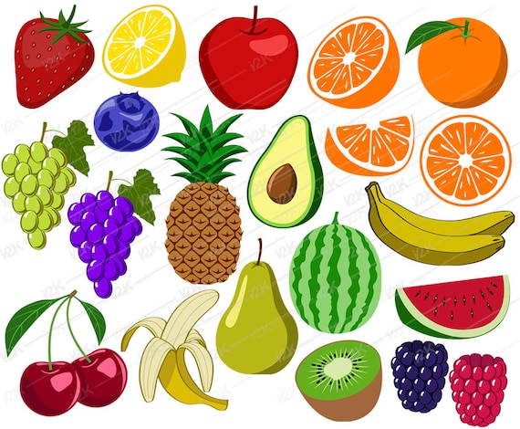 Obst Clipart Bundle eps png svg pdf Clip art Früchte | Etsy