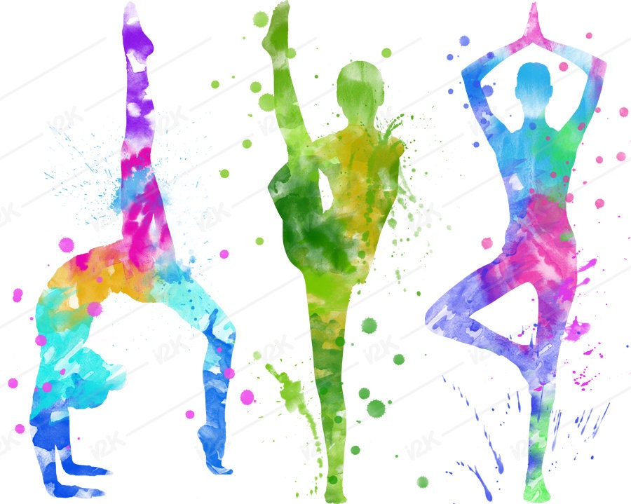 Yoga Watercolor Clipart Yoga Poses Sublimation PNG | Etsy
