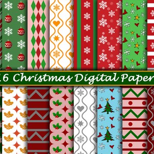 Christmas Digital Papers / Background / Digital Paper Pack | Etsy