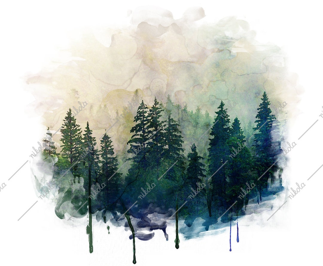 Pine Tree, Watercolor, Forest, Sublimation, Clipart, PNG - Etsy