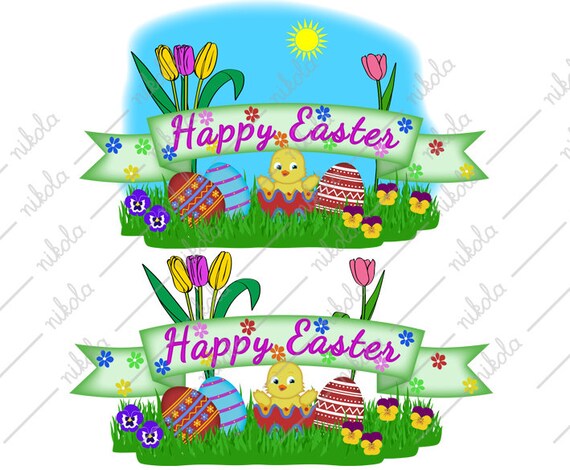 Happy Easter Banner Clip Art