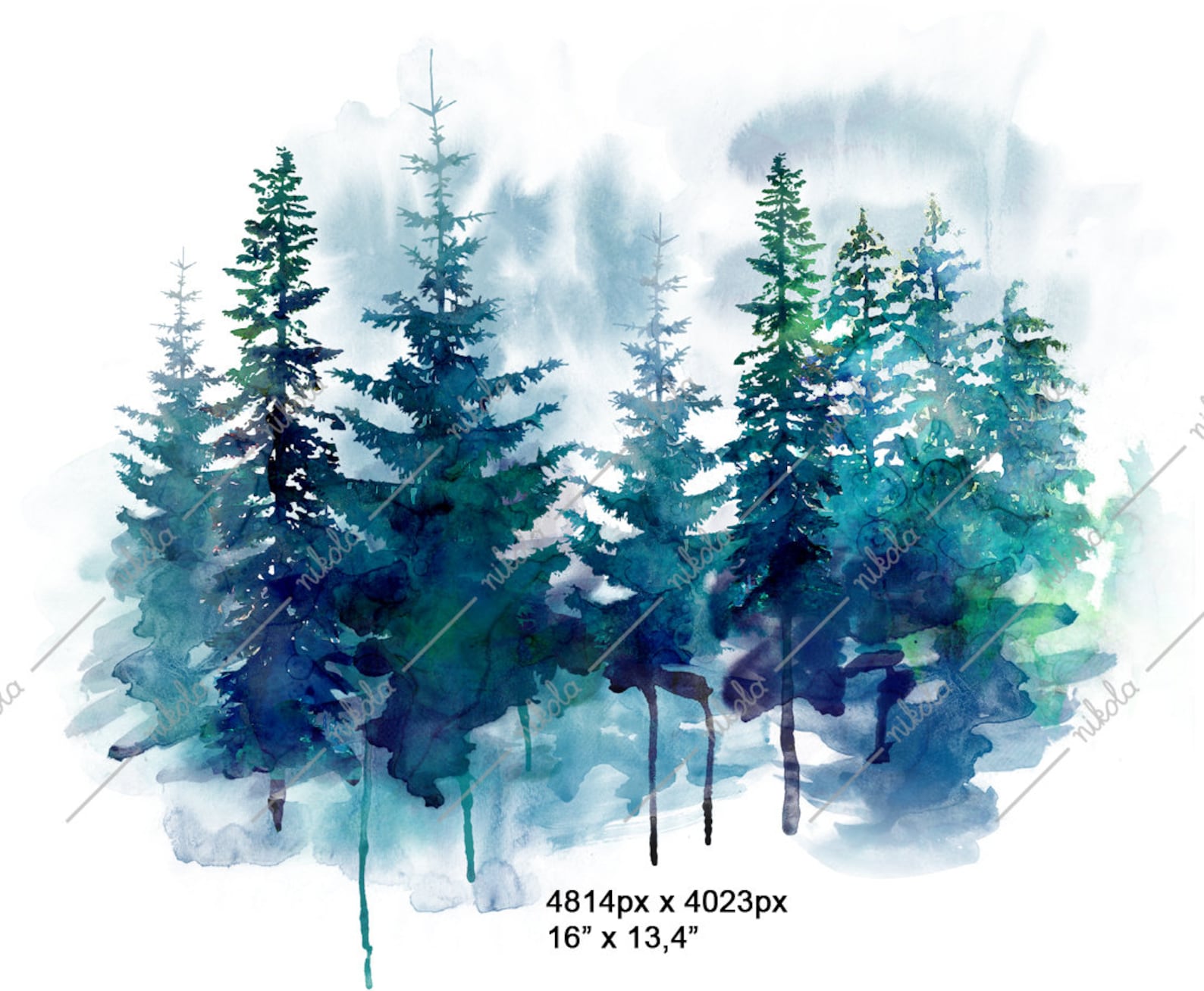 Pine Tree Watercolor Forest Clipart Sublimation PNG - Etsy