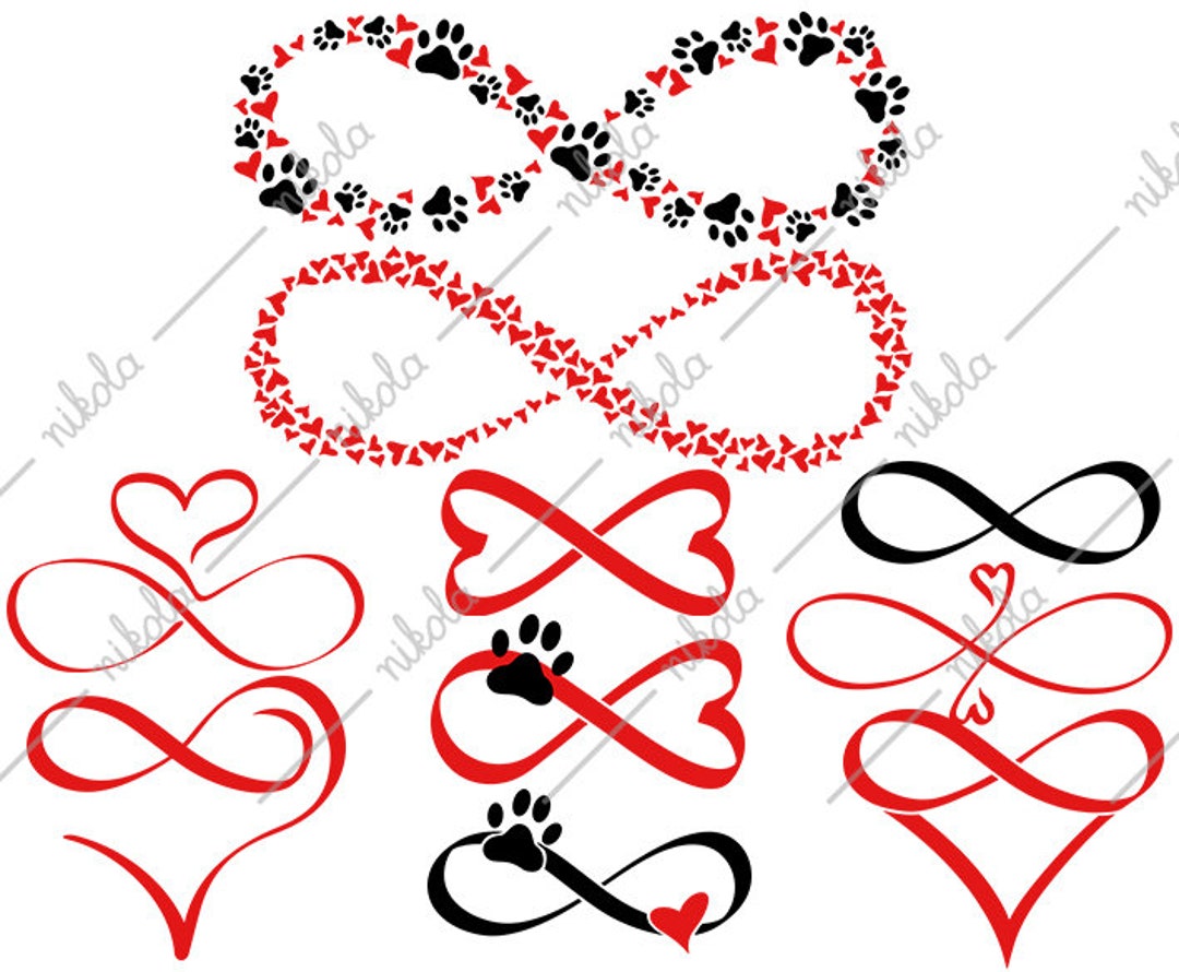 Infinity Symbol Clipart, Love, Hearts, Paw, SVG, PNG, EPS, Pdf, Dxf, - Etsy