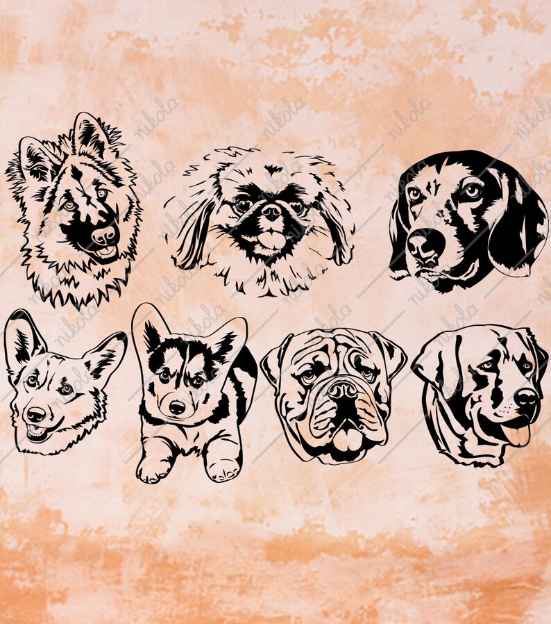 Bundle Dog SVG Clipart, for Cricut, Silhouette, 19 Dogs, Cut File, PNG ...