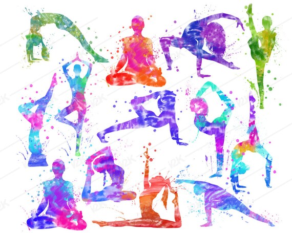 Yoga Watercolor Clipart Yoga Poses Sublimation PNG | Etsy