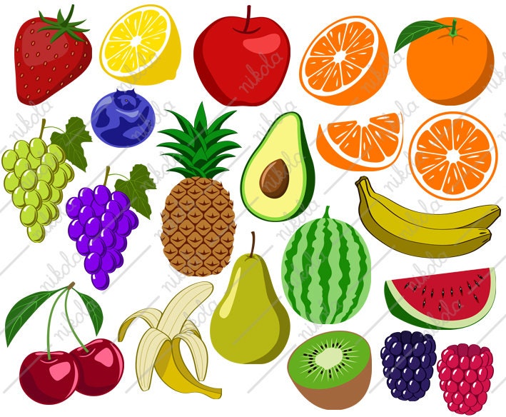 Fruit Clipart Bundle, Eps, Png, Svg, Pdf, Clip Art, Fruits - Etsy