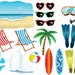 Beach Clipart Set, Bundle, Summer, Tropical, PNG, Sea, Ocean, Palm Tree ...