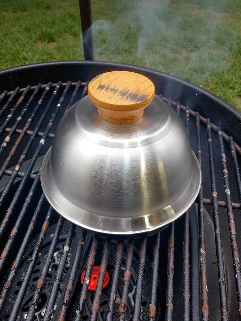 Burger Cloche With Whiskey Barrel Handle – Stainless Steel BBQ Dome ...