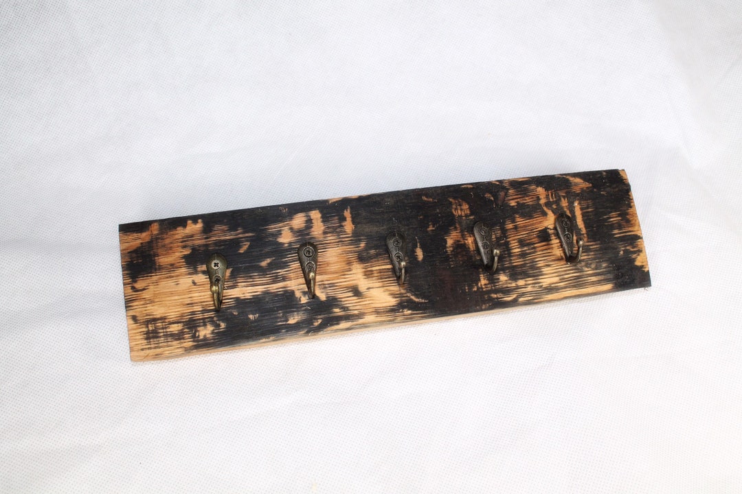 Oak Key Rack Made From Whiskey Barrel Staves 5 Hooks - Etsy