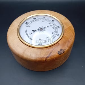 Lathe Turned Wooden Wall Thermometer – Handmade Rustic Decor ...