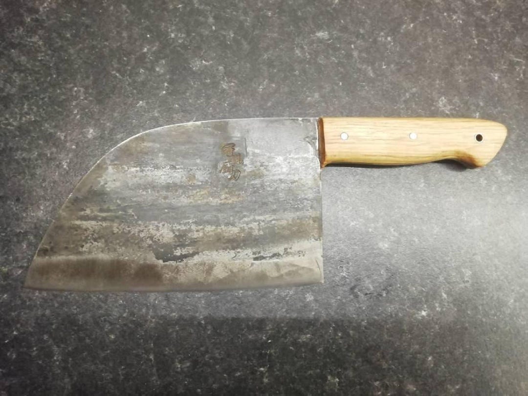 Chinese Cleaver Hand Forged With Oak Whiskey Barrel Handle – Artisan ...