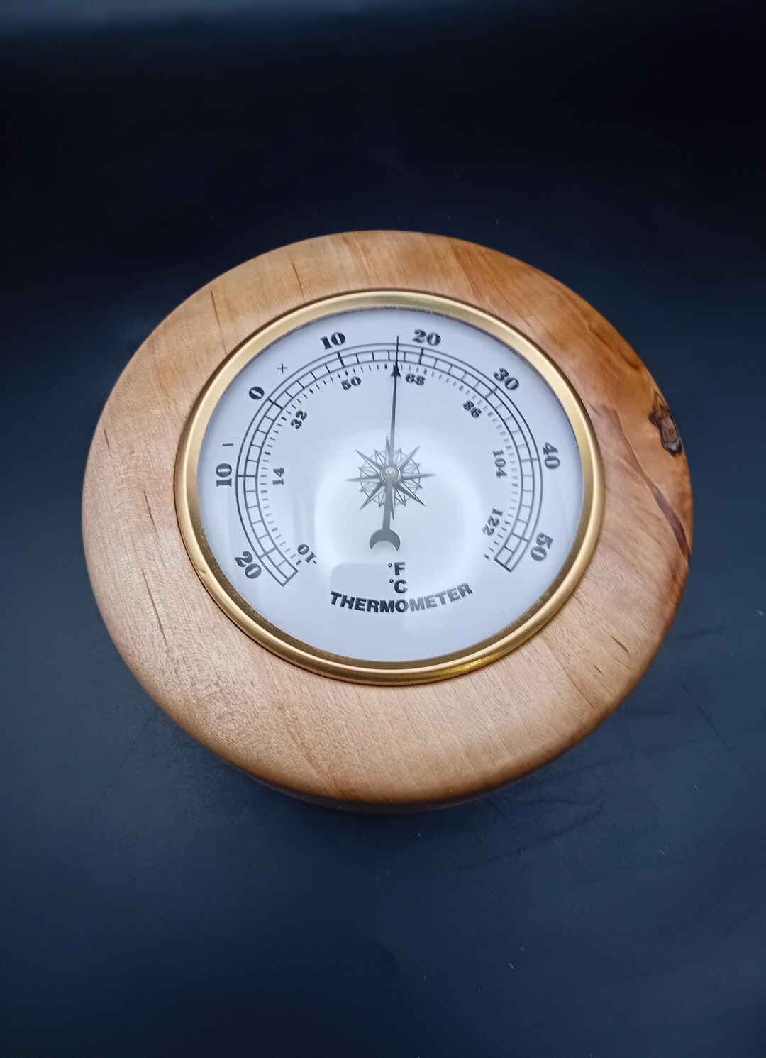 Lathe Turned Wooden Wall Thermometer – Handmade Rustic Decor ...