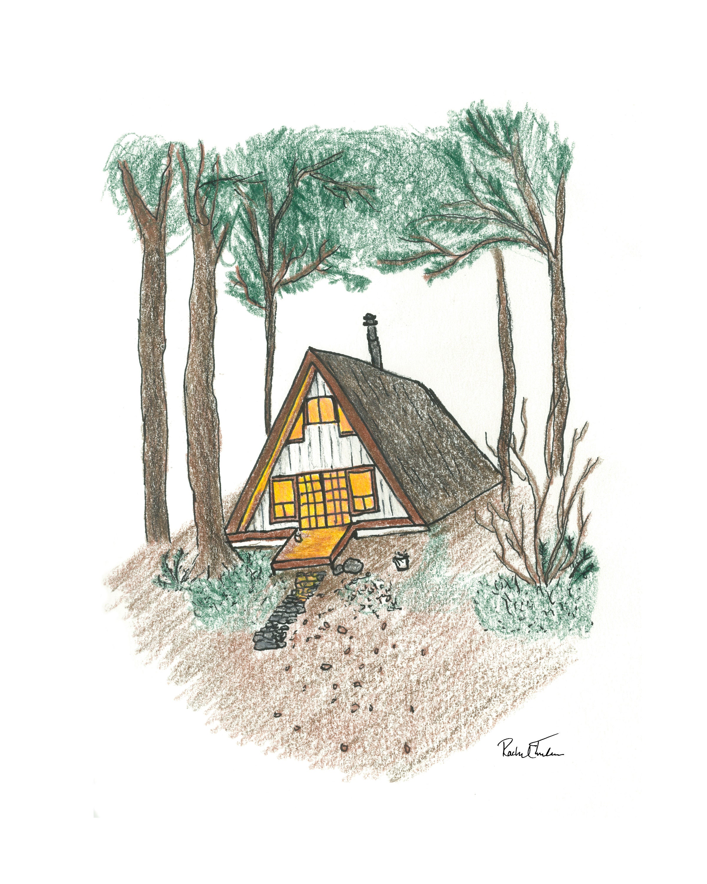 A-frame House Illustration Print - Etsy