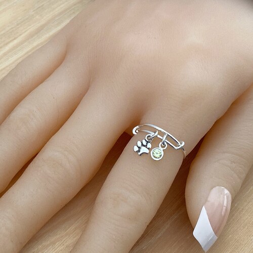 Sterling Silver Paw Print Heart Ring | Etsy