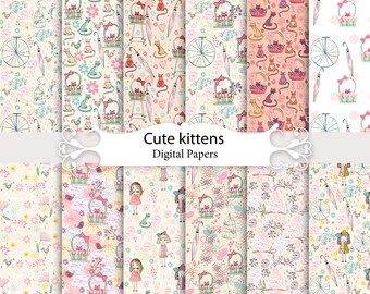 Scrapbook Paper Cat | Etsy