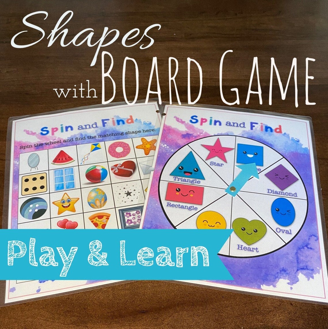 DIY Spin and Find Shapes Game Printable Learning Tool - Etsy