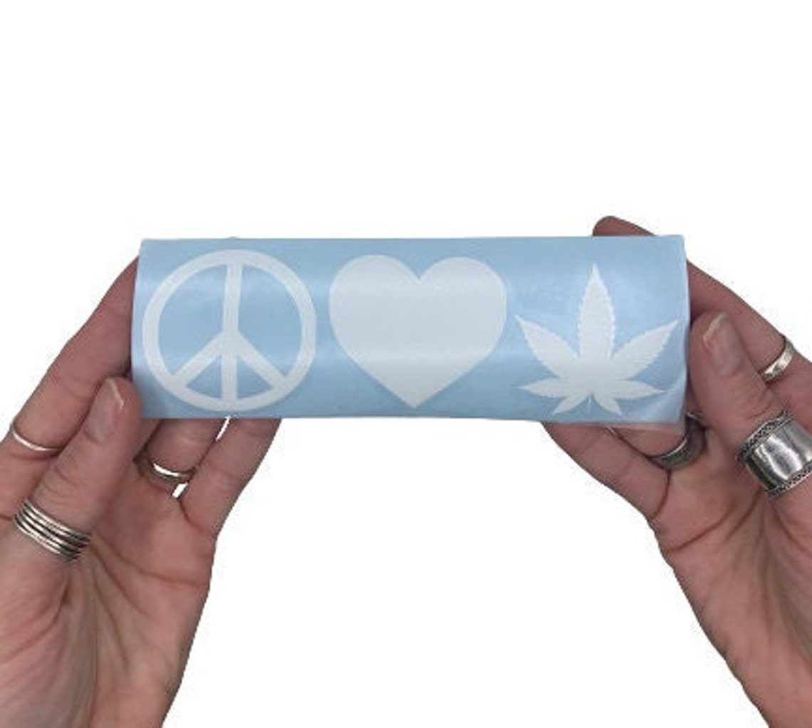 Peace Love Cannabis Permanent Vinyl Decal - Etsy