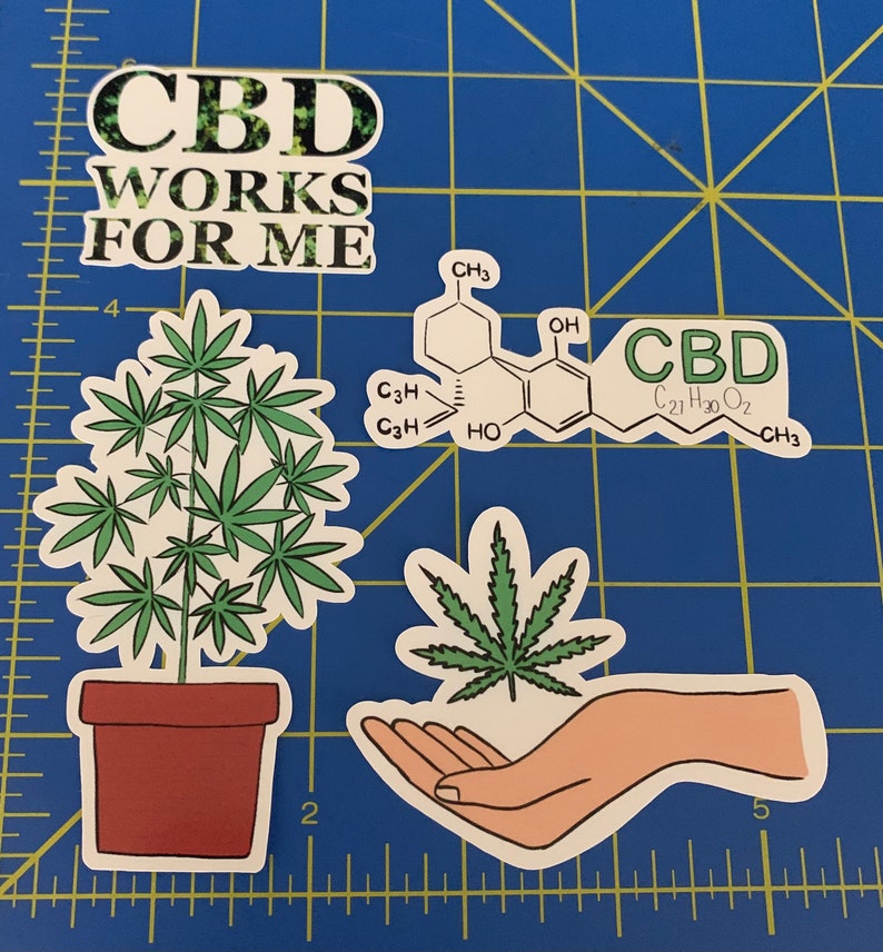 CBD Sticker Pack / Cannabis Stickers / Marijuana Art / 4 Pack Stickers ...