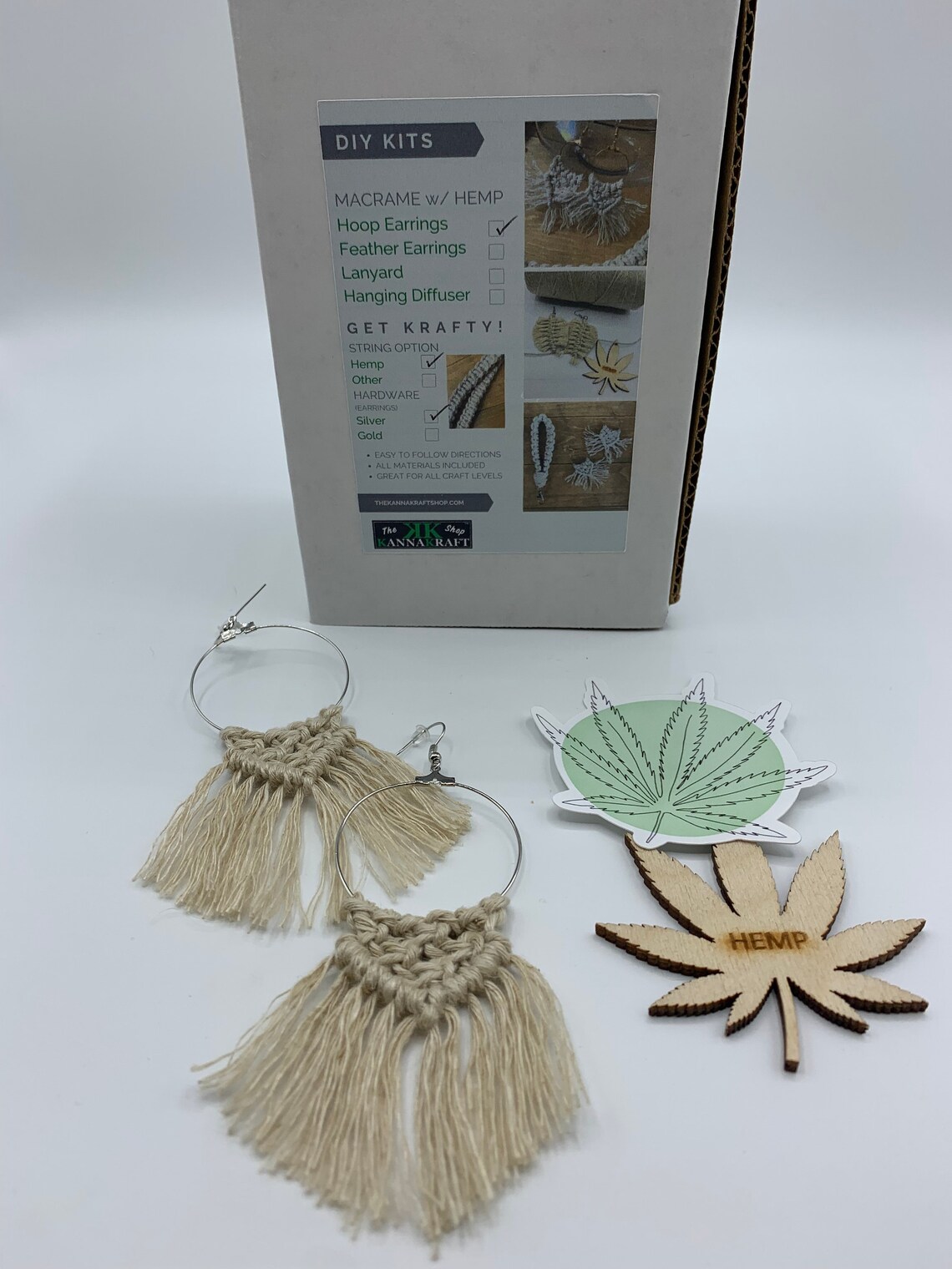 Do It Yourself Hemp Craft Kit Macrame Hoop Earrings - Etsy