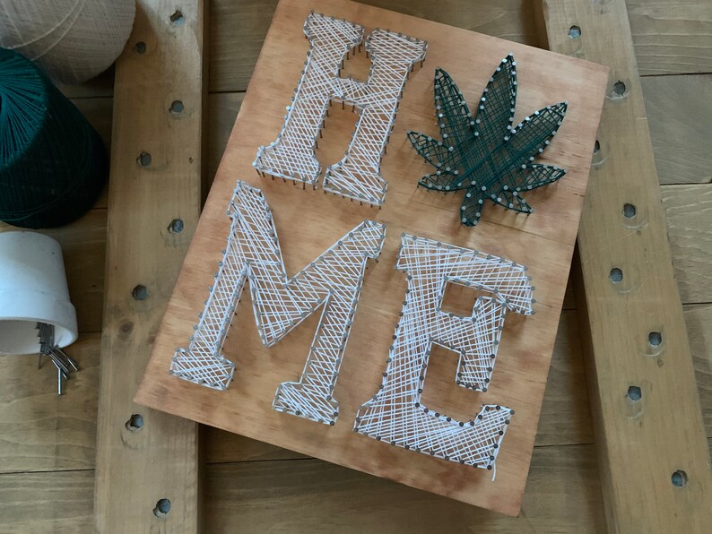 String Art Kit HOME Cannabis Leaf/ DIY Kit/String Art | Etsy