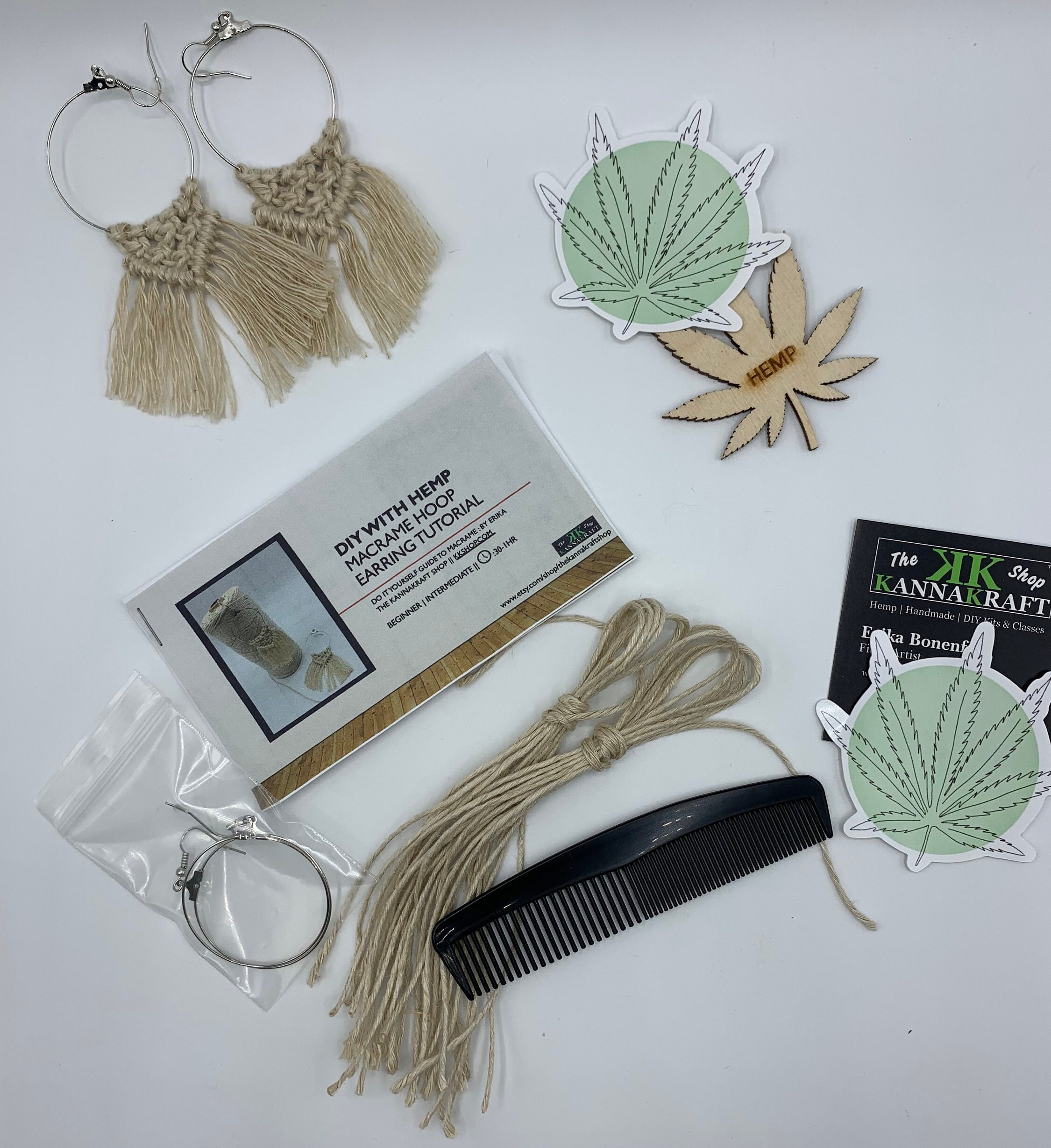 Do It Yourself Hemp Craft Kit Macrame Hoop Earrings - Etsy