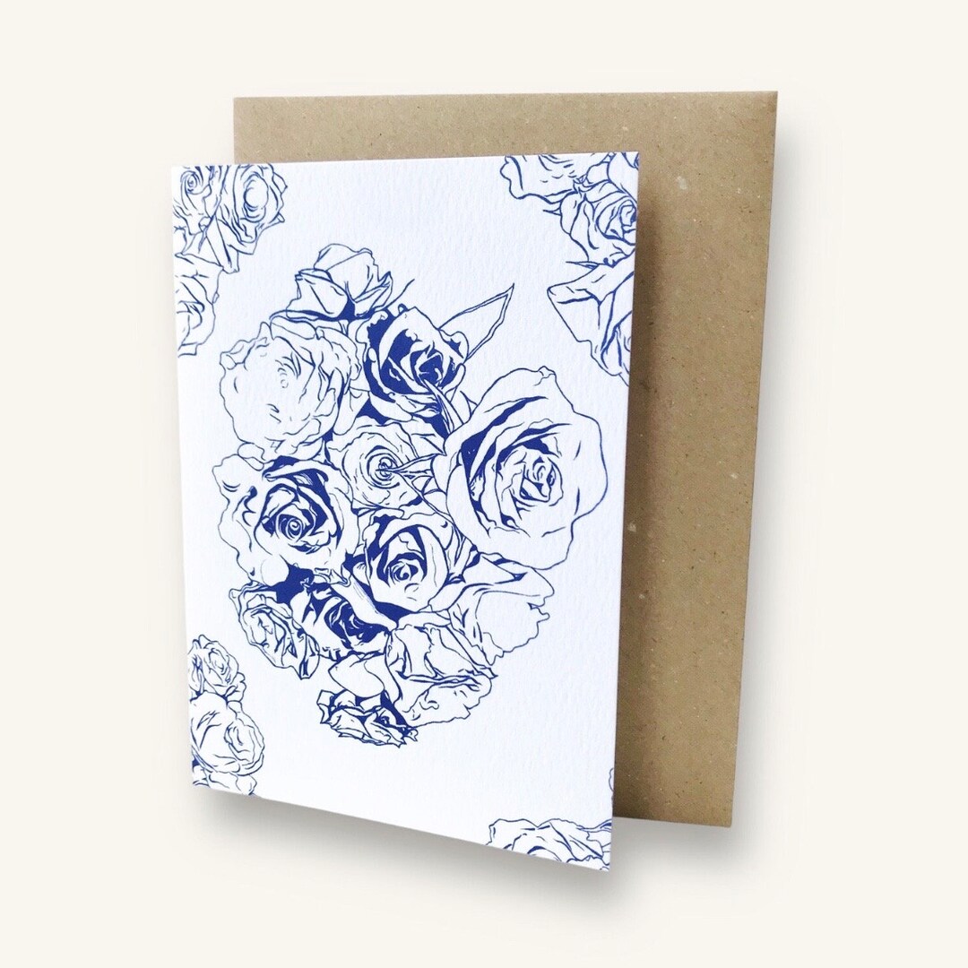 Blue Rose Cards Floral Thank You Cards Birthday Card Gift for Her Get ...
