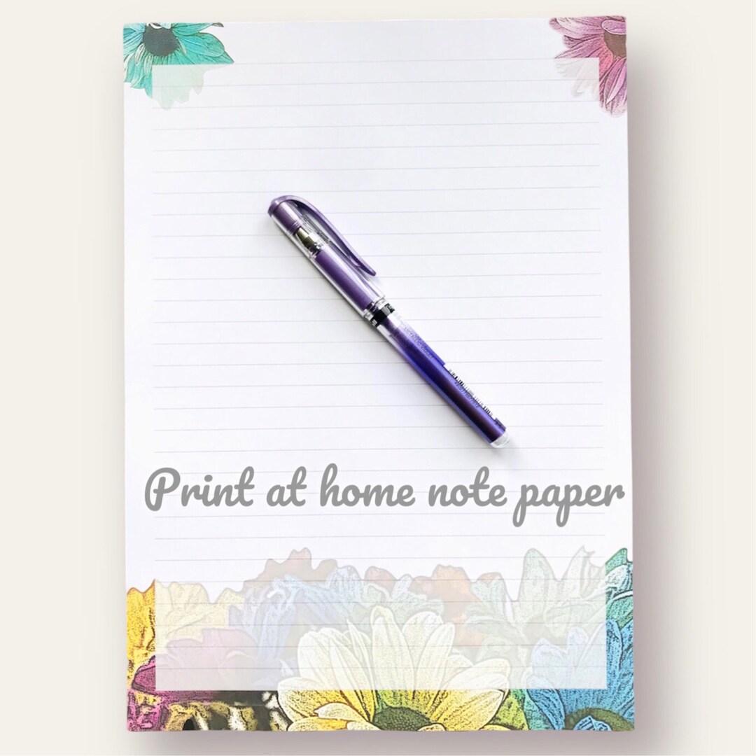 Print at Home Floral A4 Note Paper Sheets Instant Download - Etsy