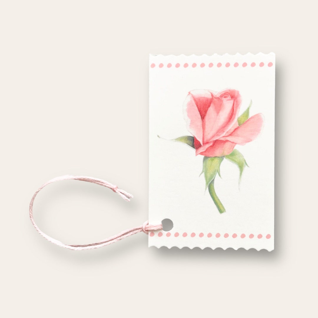 Pink Rose Gift Tags Tie on Floral Gift Tags Birthday Gift Tags Wedding ...