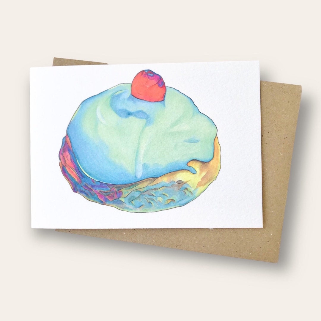 Belgian Bun Birthday Card Gift for Her Iced Bun Card - Etsy