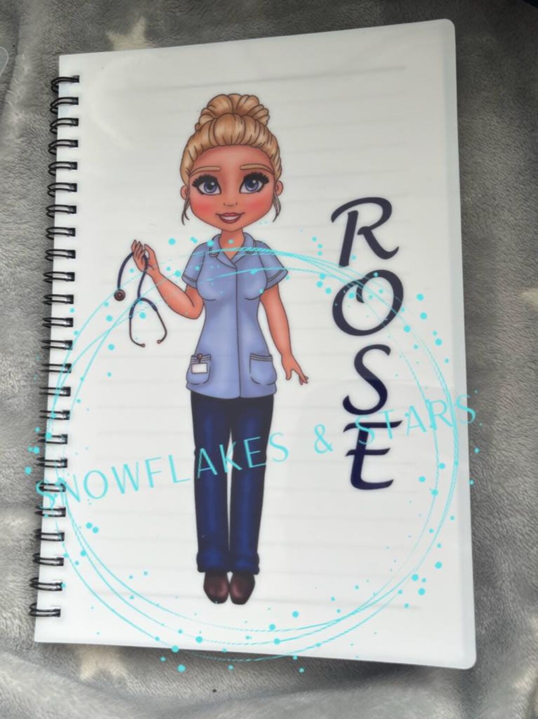 Personalised Nurse Notebook With Plastic Covers, Blue Top With Navy ...