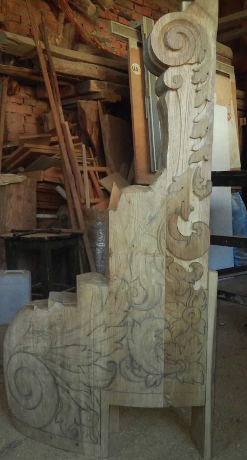 Carved Wooden Post for Stairs, Wood Carving, Wood Carving for Stairs - Etsy