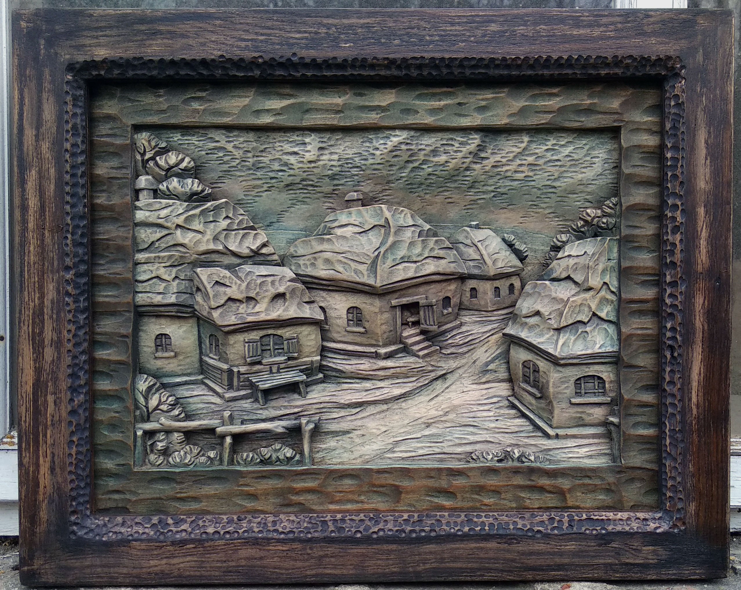 Ukrainian Village Wood Wall Art Wood Carving Wood Art Wood - Etsy