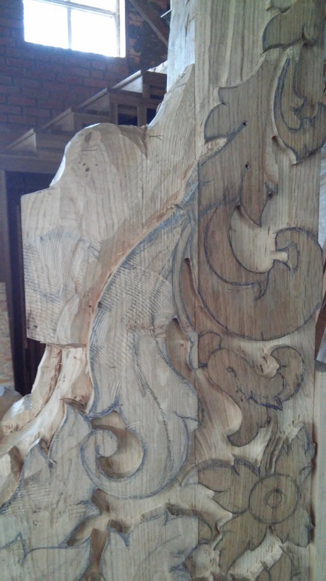 Carved Wooden Post for Stairs, Wood Carving, Wood Carving for Stairs - Etsy