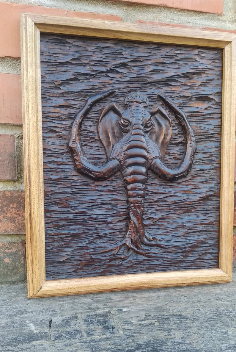 Wood Carving Cthulhu Wood Art Wood Wall Relief Wood Wall Decor Enjoy ...