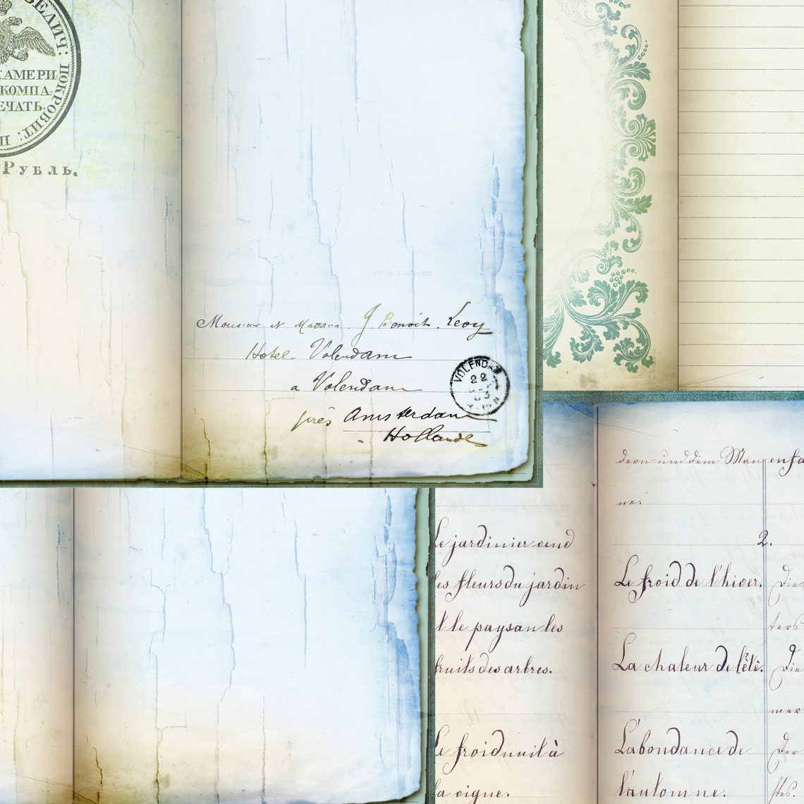 Subtle Blue Printable Journal Page Kit - Bordered, Lined and Plain ...