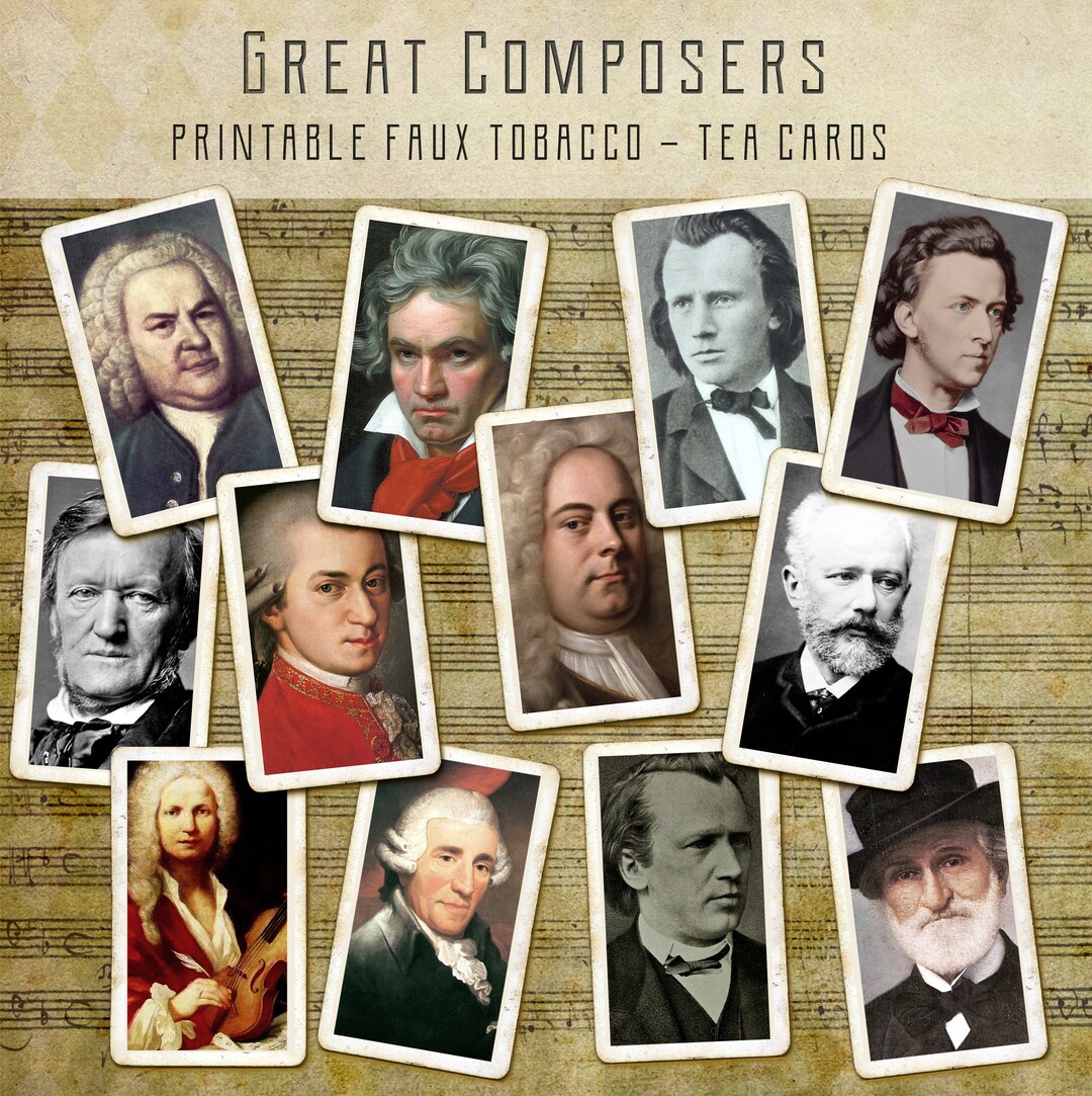 Great Composers - Printable Digital Faux Tea/tobacco Cards - Etsy