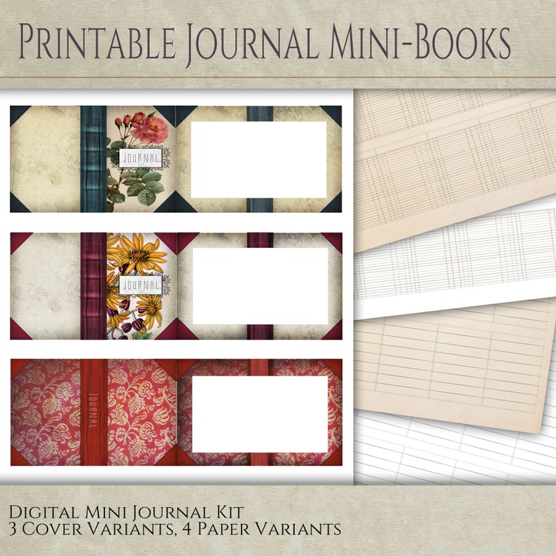 Printable Journal and Ledger Mini Books - Etsy