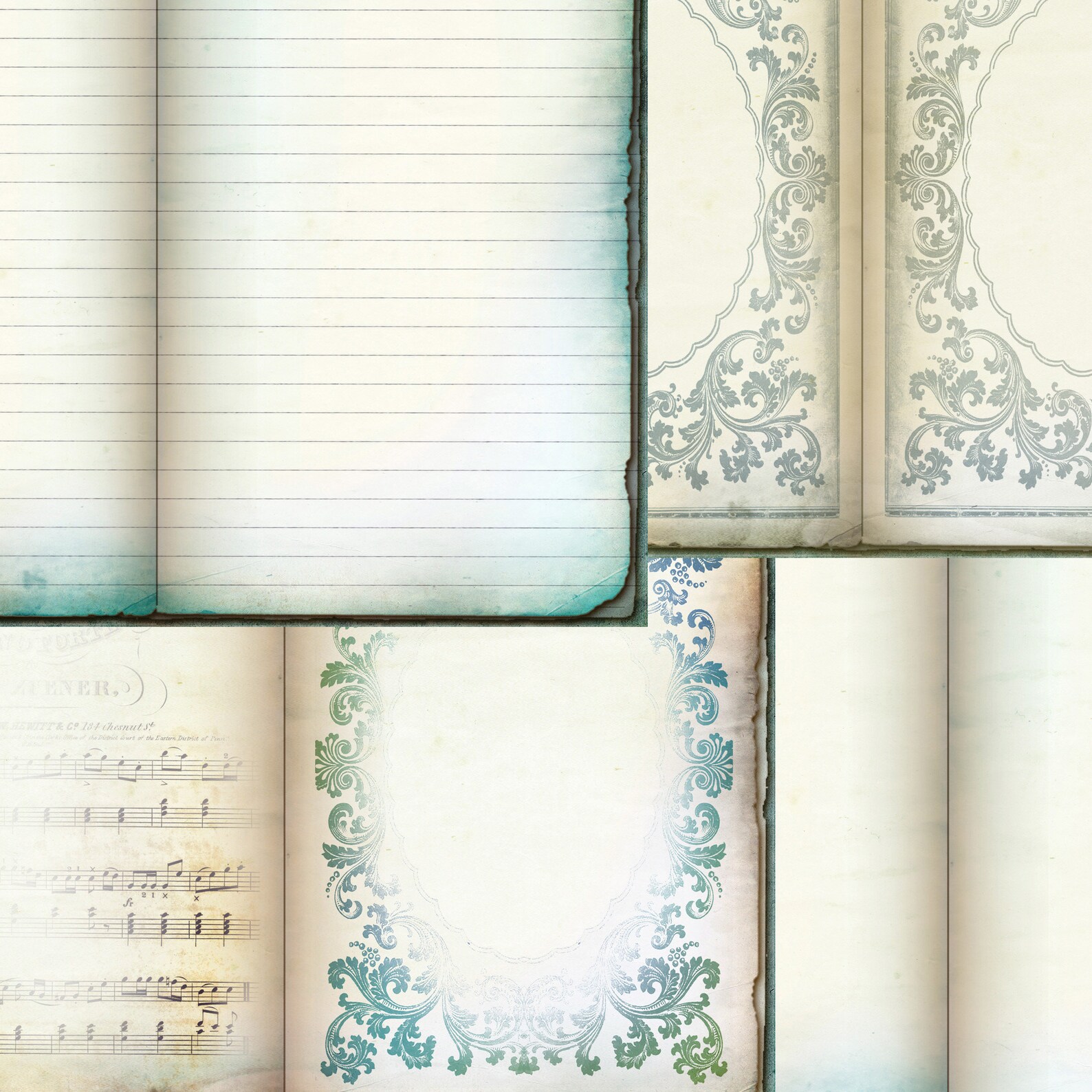 Subtle Blue Printable Journal Page Kit - Bordered, Lined and Plain ...