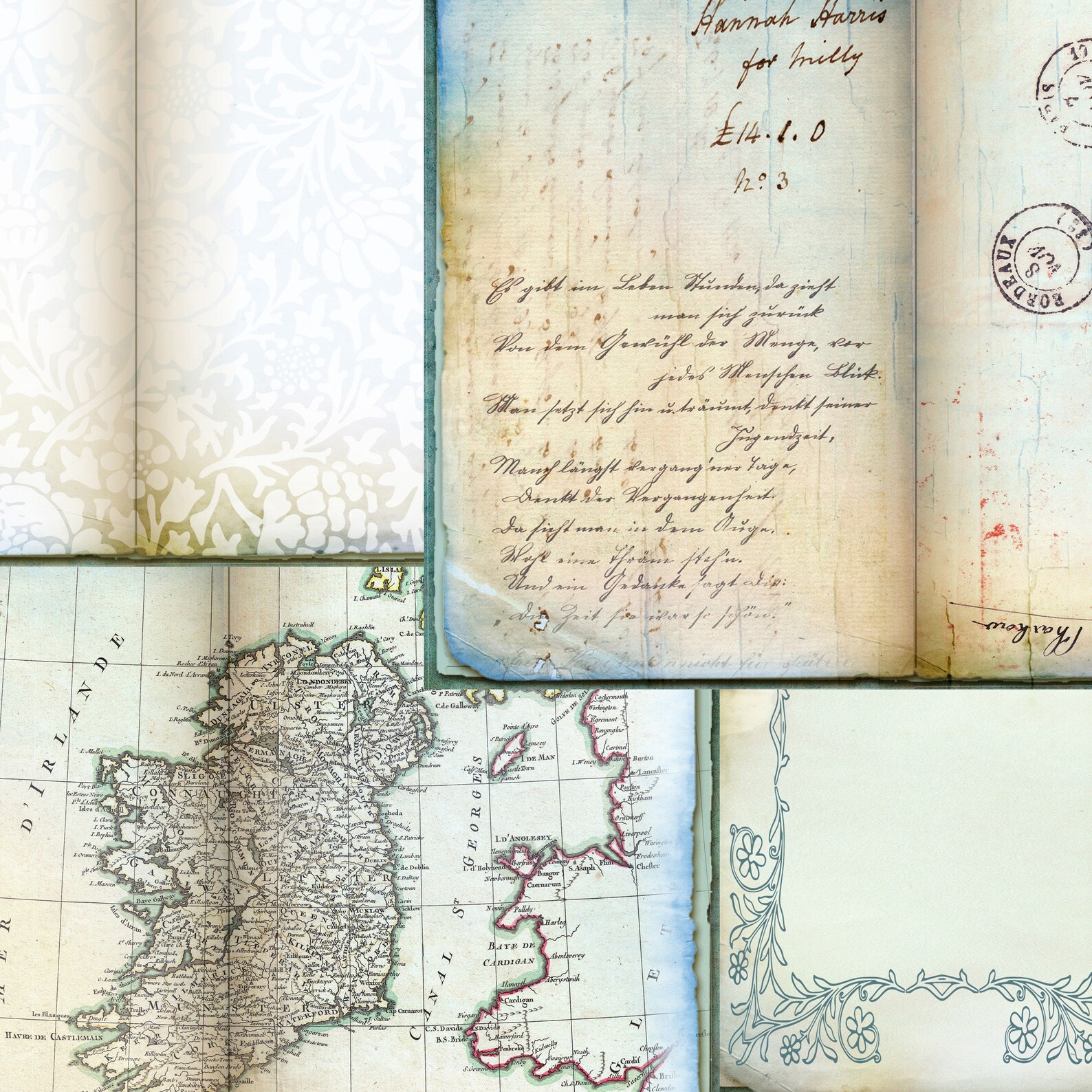 Subtle Blue Printable Journal Page Kit - Bordered, Lined and Plain ...