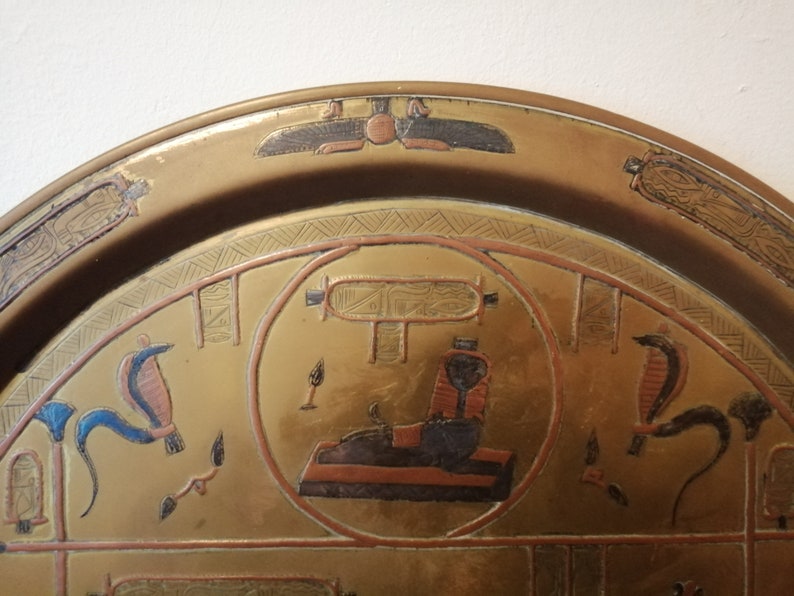 Large Brass and Copper Egyptian Decorative Plate/tray - Etsy
