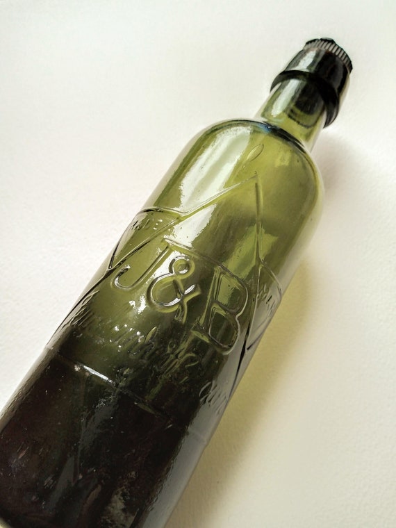 Reduced Vintage J&B Jewsbury and Brown Green Glass Bottle - Etsy UK