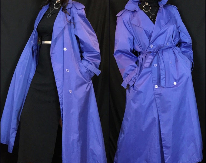 Vintage 80s Periwinkle Full Length Trench Coat Size 10 L - Etsy