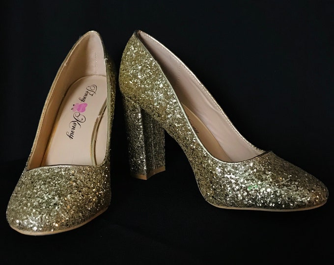 Gold Glitter Heels - Etsy