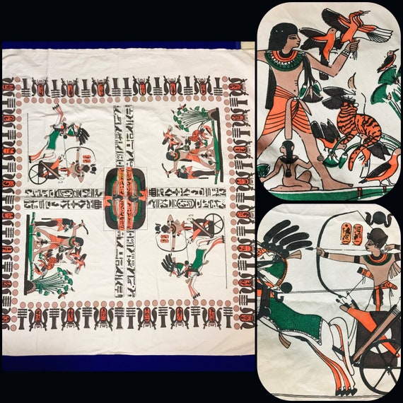 Vintage Large Egyptian Linen Tablecloth - Etsy