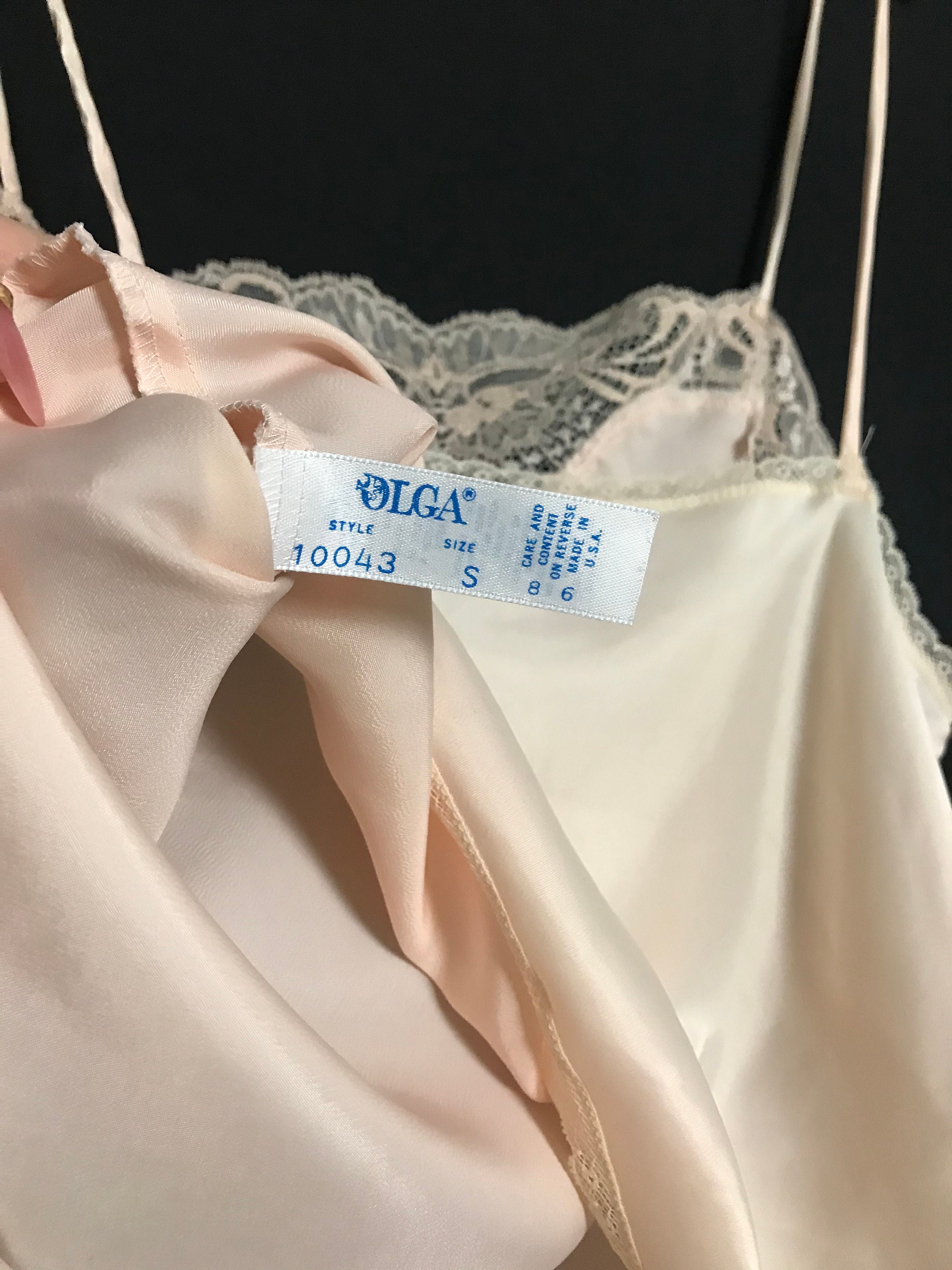 Vintage 70s Olga Silky Camisole with Lace Trim Pink Cream size | Etsy