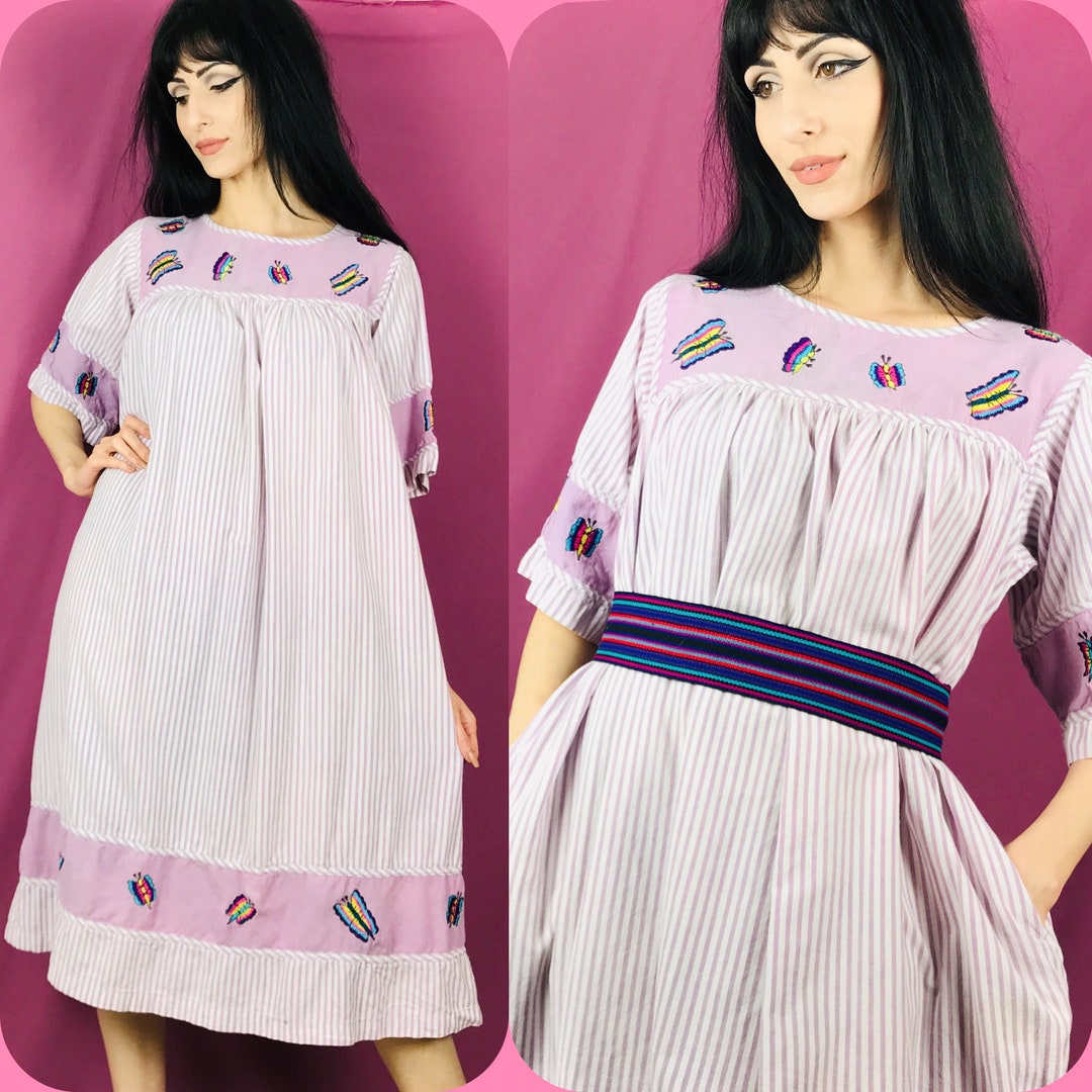 Vintage Purple Striped Butterfly Muumuu Dress as Is some - Etsy