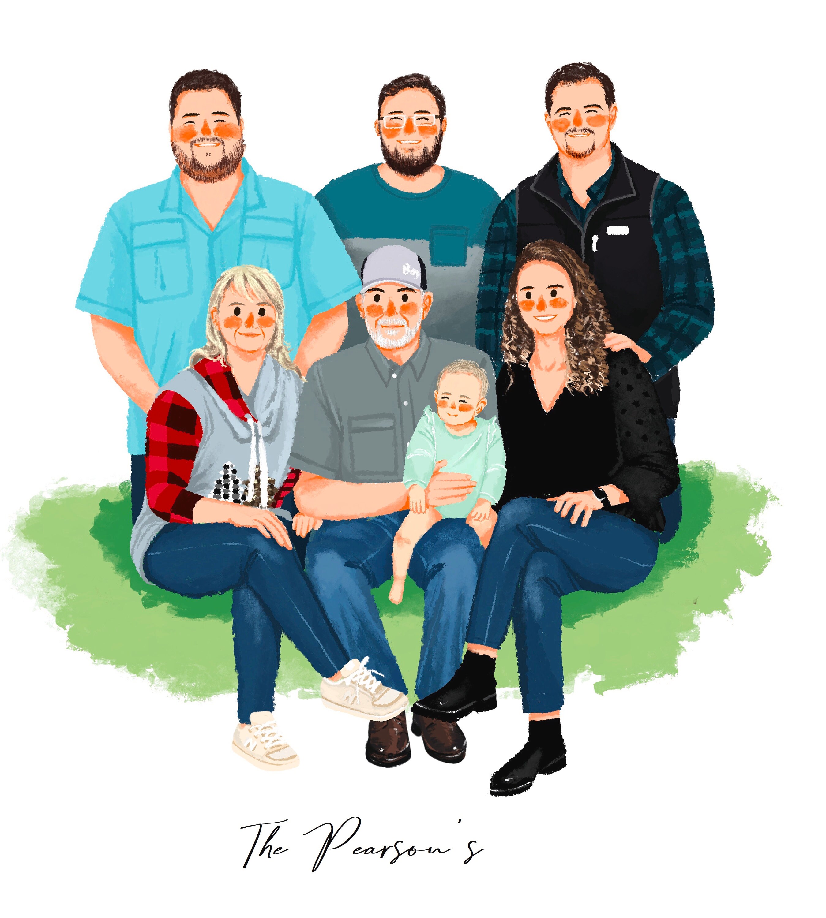 Digital Family Couple Portrait, Personalized Gift, Custom Caricature ...